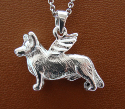 Sterling Silver Cardigan Welsh Corgi Angel Pendant | eBay