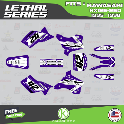 Graphics Kit for Kawasaki KX125 KX250 (1995-1998) Lethal Series ...