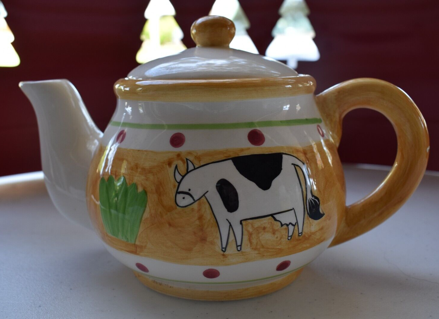 CBK Pottery TEAPOT 1994 Vintage COW Hand-Painted Ceramic Unique Rare ...