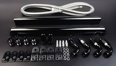 BLK Billet Fuel Rail Kit For LS1 LS2 LS3 Intake Manifold Hardware 6AN ...