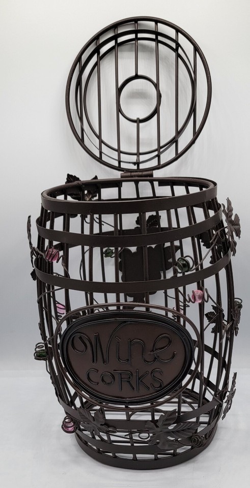 Wine Bottle Cork Holder Barrel Cage With Grapes, Ivy And Beads. EC | eBay