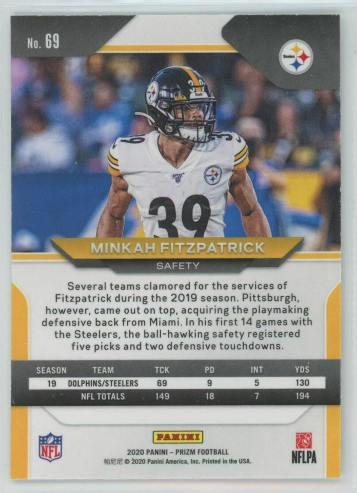 2020 Panini Prizm #69 Minkah Fitzpatrick Pittsburgh Steelers - Nice ...