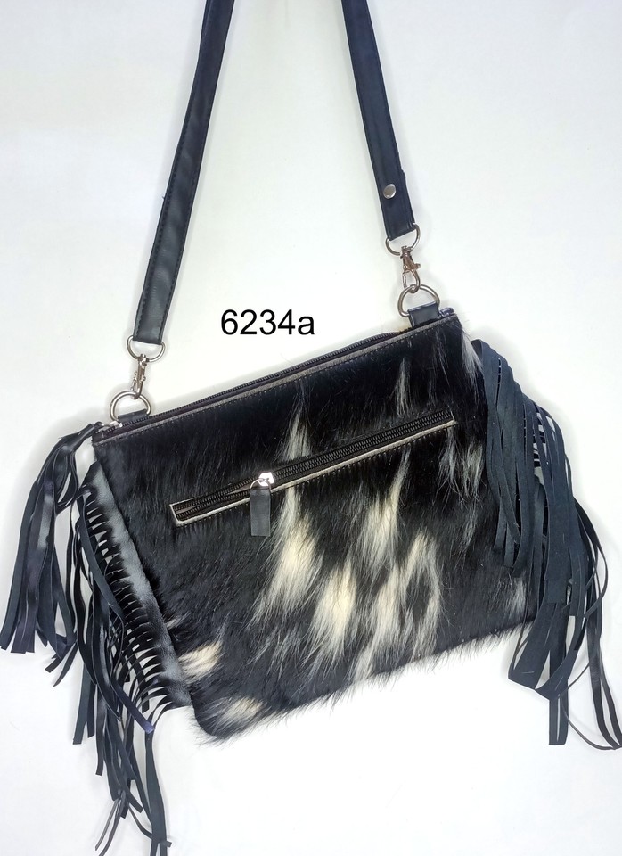 Real Cowhide Cross body Purse Handbag & Hand Clutch Cow Hide Leather ...