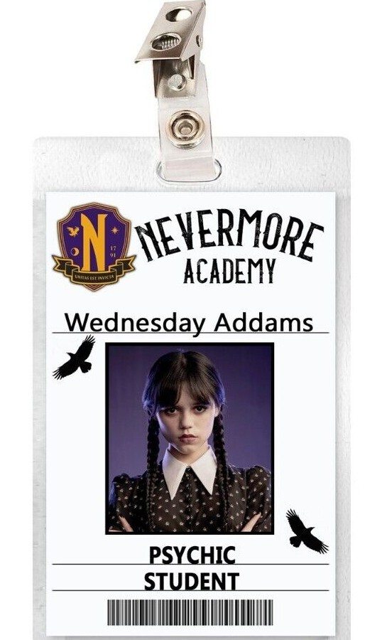 Wednesday Addams Nevermore Student ID Badge Cosplay Costume Laminate | eBay