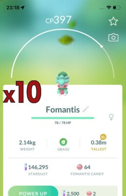10x Fomantis Pokemon Bundle !! Good Chance of Lucky and Good IVs !! Go ...