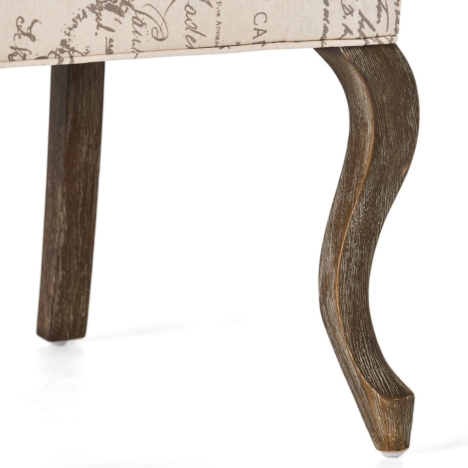 Crown Back French Script Beige Fabric Dining Chairs (Set of 2 ...