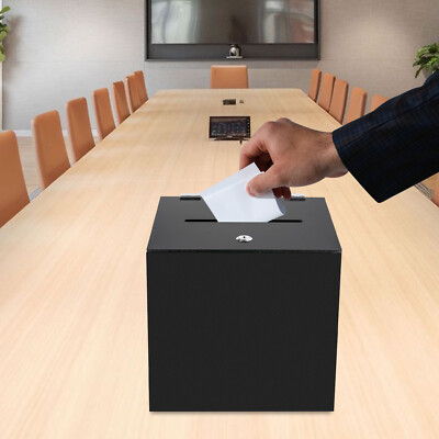 10" x 10" x 10" Deluxe Donation Box Tip Jar Ballot Suggestion Black ...