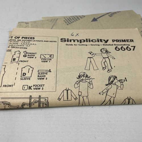 VTG 70s? 80s? Simplicity 6667 Girl Sz 6x Blouse Pants Pattern Retro ...