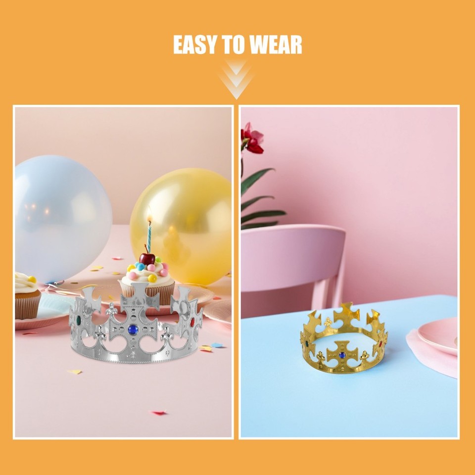 4pcs King Costume Crown : Plastic Toy Crown with Cross - Role-Play ...
