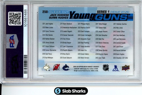 2019 UPPER DECK JACK HUGHES QUINN HUGHES YOUNG GUNS ROOKIE CLEAR CUT CL PSA 10 | eBay
