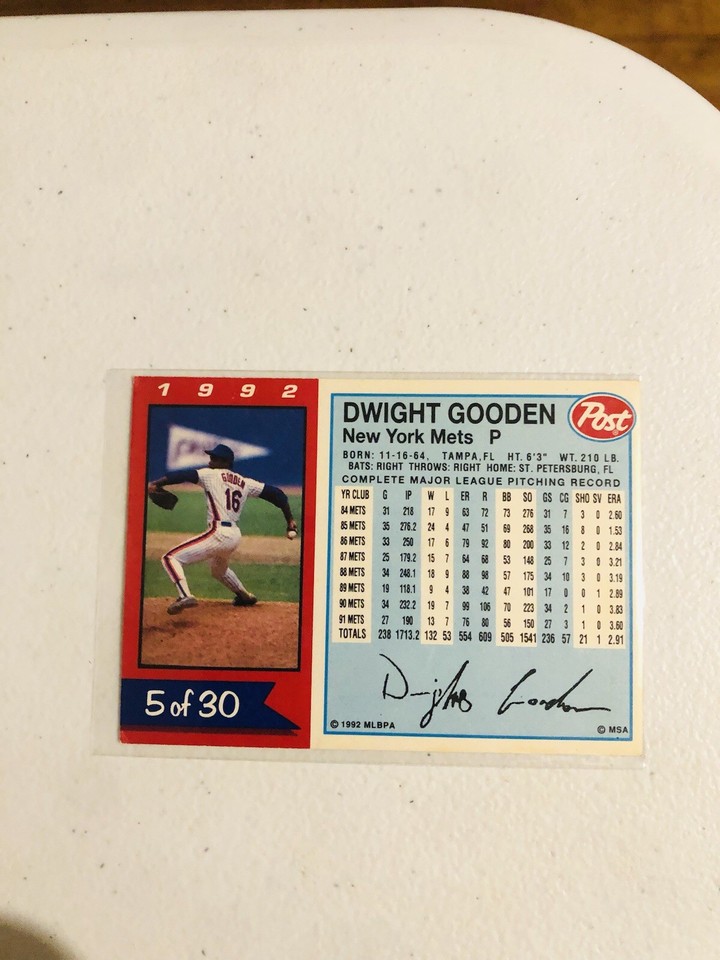 1992 Post Collection Series Dwight Gooden #5 | eBay