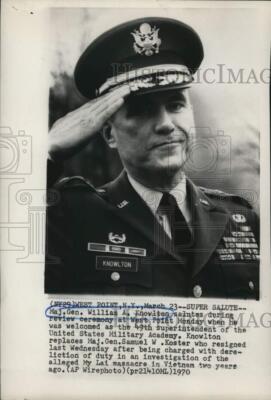 1970 Press Photo Major General William A. Knowlton at West Point ...