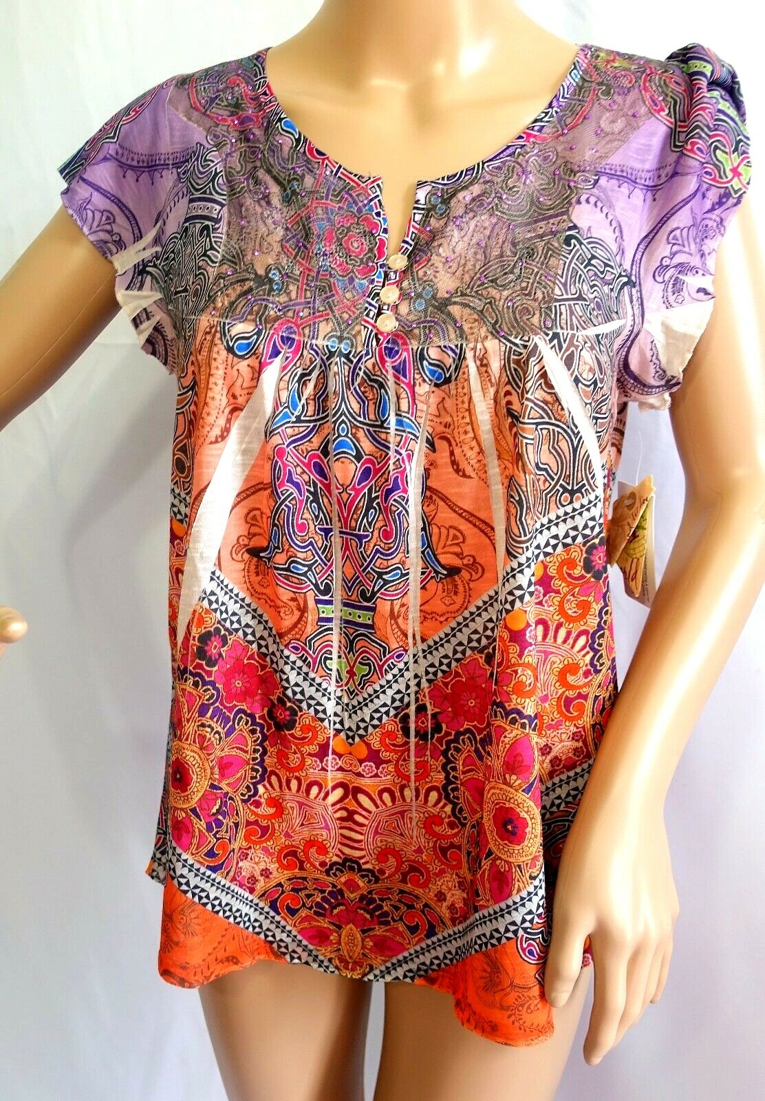 Live and Let Live One World Women Size S M L Purple Pink Top Blouse ...