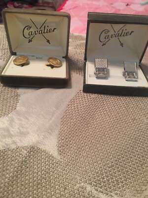 Pair Of Vintage Cavalier Cufflinks With Boxes One Gold Tone One Silver ...