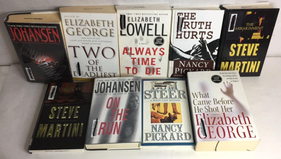 Lot of 9 LARGE PRINT Books : Genre MYSTERY SUSPENSE THRILLER - Ex ...