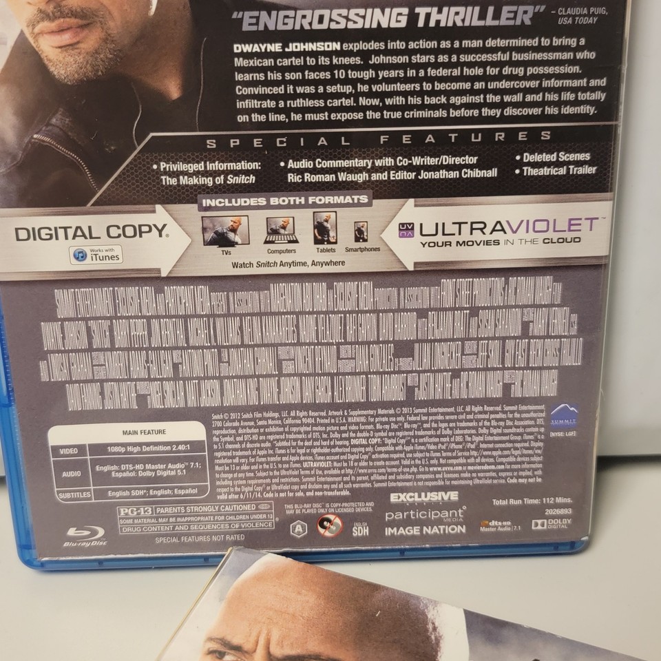Snitch [Blu-ray + UltraViolet + Digital Copy] Dwayne The Rock Johnson ...