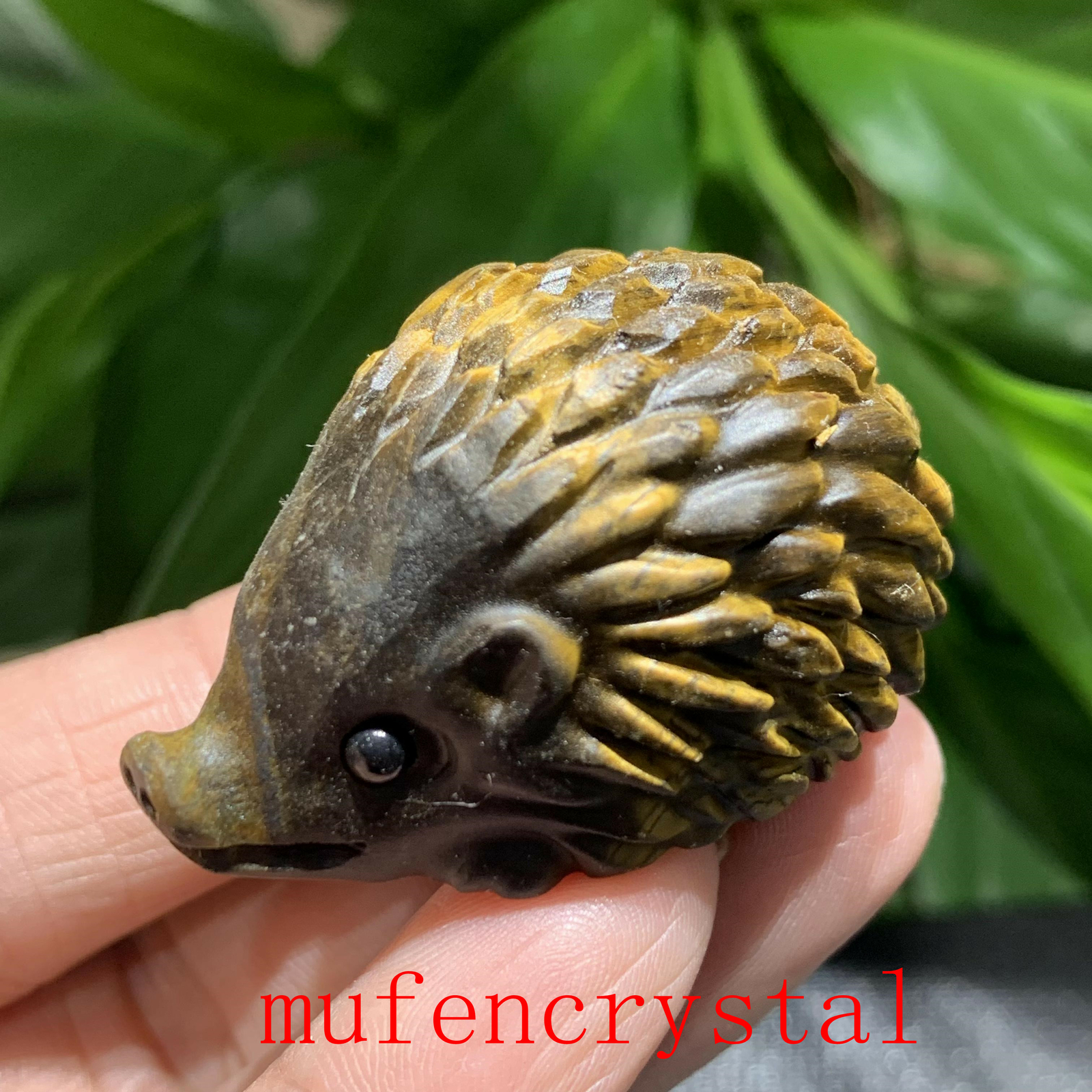 2"Natural hedgehog skull Tiger's eyecarved crystal skull Halloween care ...