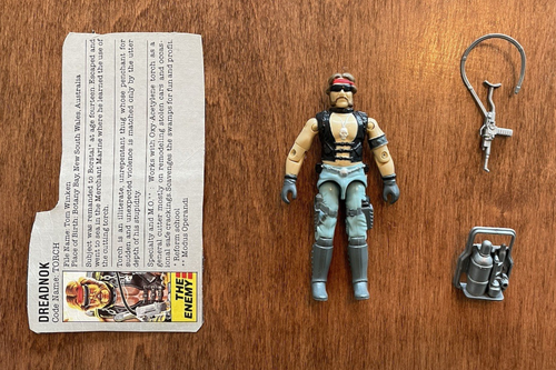 Vintage 1985 Hasbro GI Joe TORCH v1 figure 100% COMPLETE + gray file ...