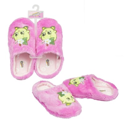 Shopkins Apple Blossom Fuzzy Kids Girl Pink Slip on Slippers Slide ...