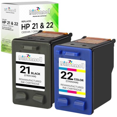 2PK Ink Cartridges Fits HP 21 Black HP 22 Color Deskjet 3910 3920 3930 ...