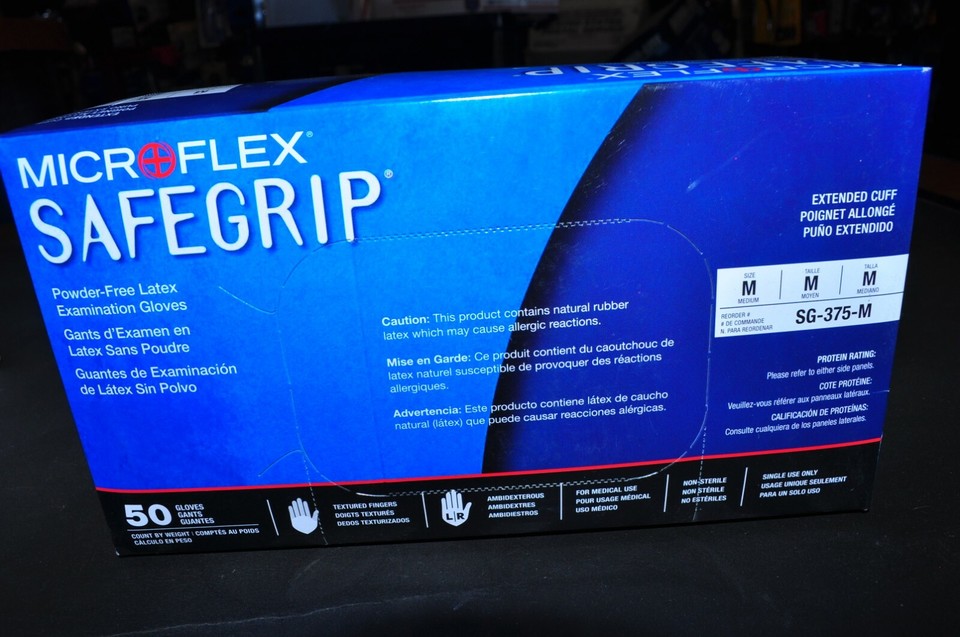 Gloves Microflex Safegrip SG-375M Latex Extended Cuff, Exam-Grade ...
