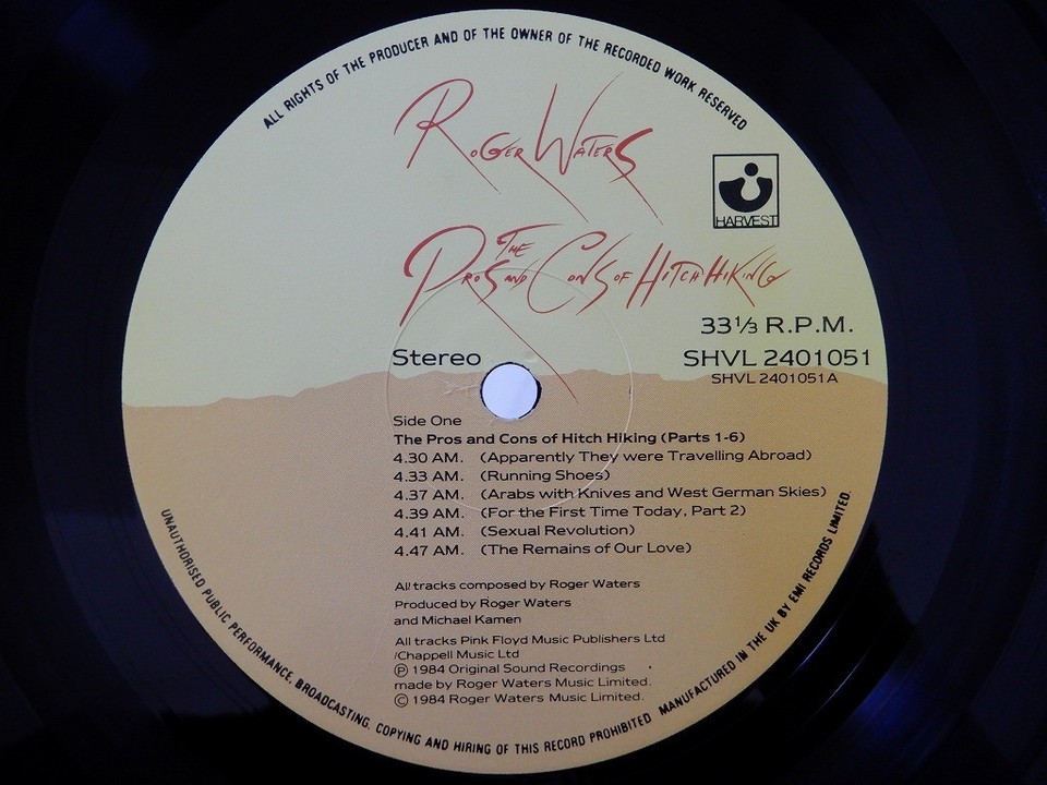 Roger Waters The Pros And Cons Of Hitch Hiking Harvest SHVL 24 0105 1 ...