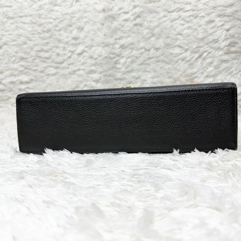 YVES SAINT LAURENT YSL Logo 2-way Hand Bag Shoulder Bag Leather Black ...