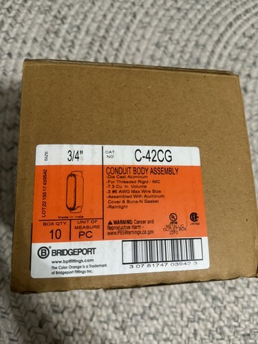 Bridgeport C-42CG Rigid IMC Conduit Body 10 Pack Box Brand New | eBay