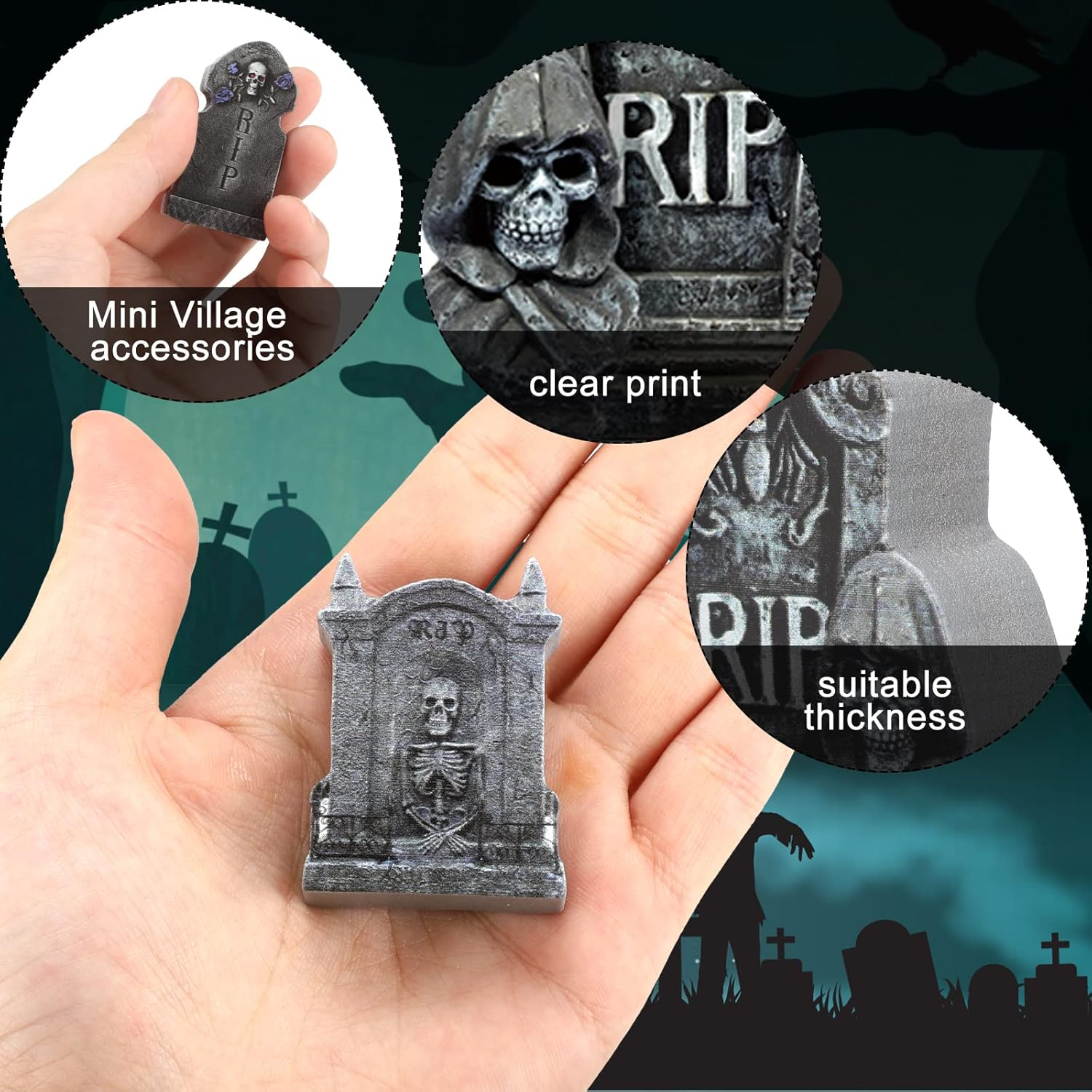 9 Pieces Halloween Miniature Tombstones Mini Village Tombstones ...