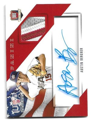 AUSTIN BERGNER AUTO #12/20 2015 PANINI USA BASEBALL 3 COLOR PATCH AUTO ...