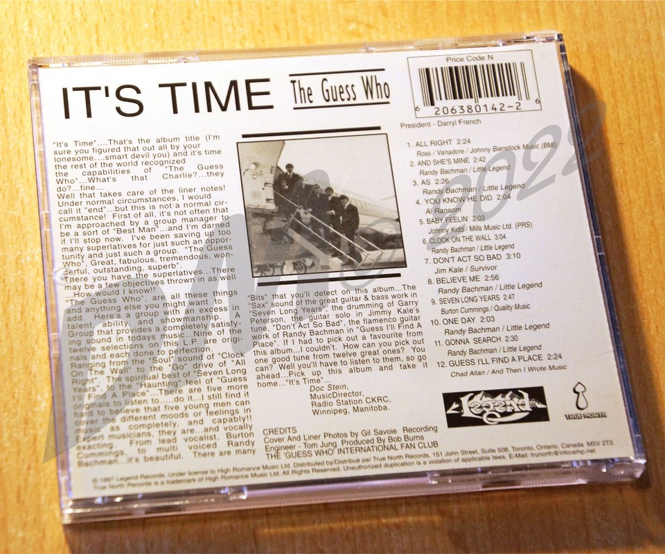 THE GUESS WHO? It's Time CD Clock On The Wall 1966 Canada Rock Chad ...