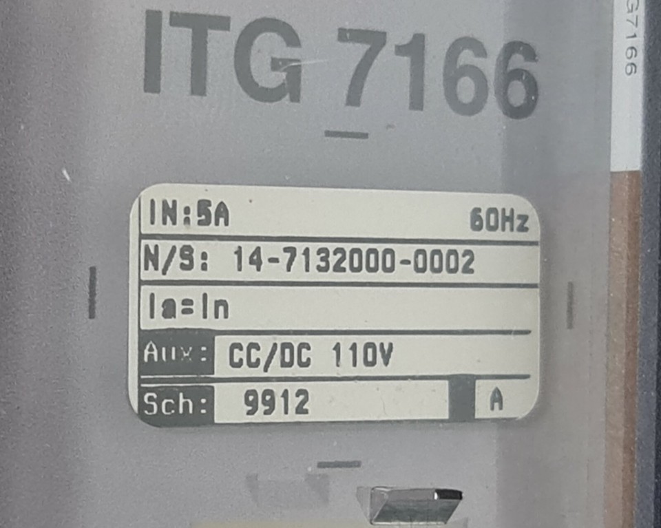 ICE / CEE ITG7166 DEFINITE TIME OVERCURRENT RELAY ITG 7166 IN:5A 110V ...