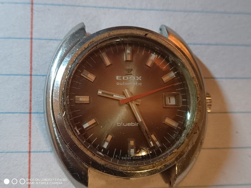 Vintage Swiss EDOX Bluebird Automatic Men Watch ETA 2782 NOT RUNNING ...