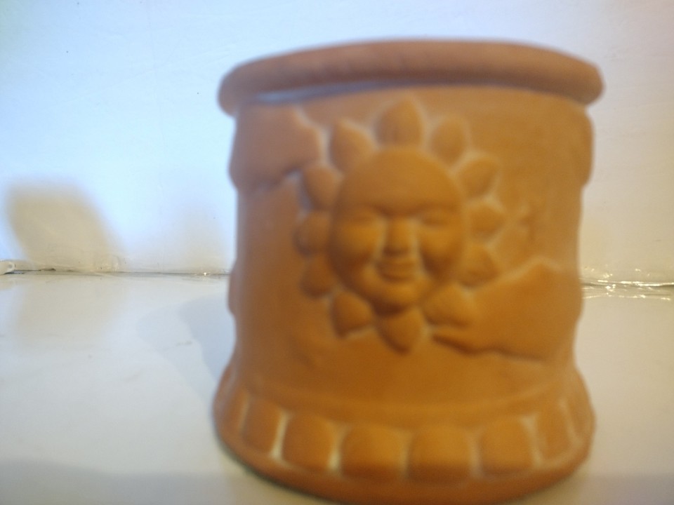 Terra Cotta Garden Pot Container Moon Sun Clouds Terracotta 4 Inch Tall ...