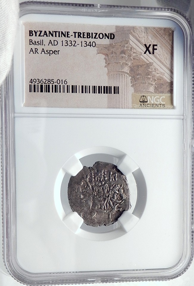 BASIL Emperor of EMPIRE of TREBIZOND 1332AD Silver Byzantine Coin NGC ...