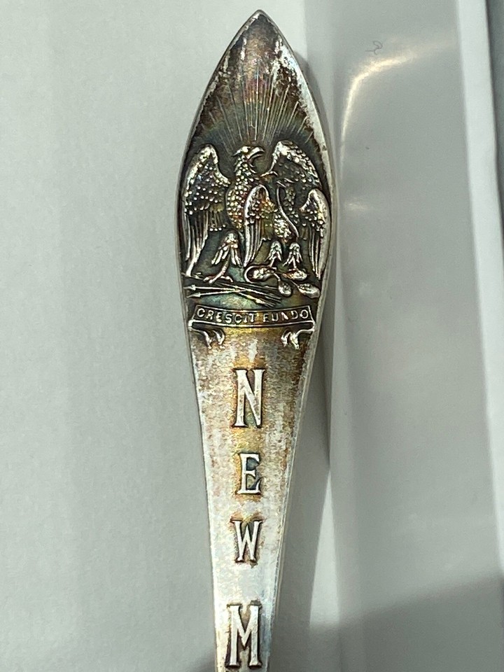 Antique Sterling Silver Spoon New Mexico Eagles Crescit Eundo Signed 10 ...