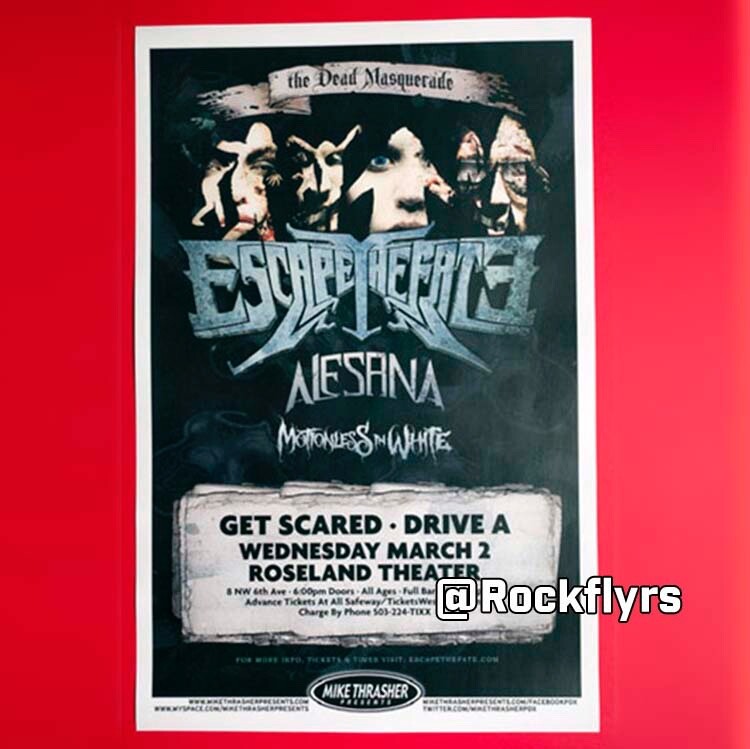 ESCAPE THE FATE 2011 Concert Promo 11x17 Street Poster. Portland Oregon ...