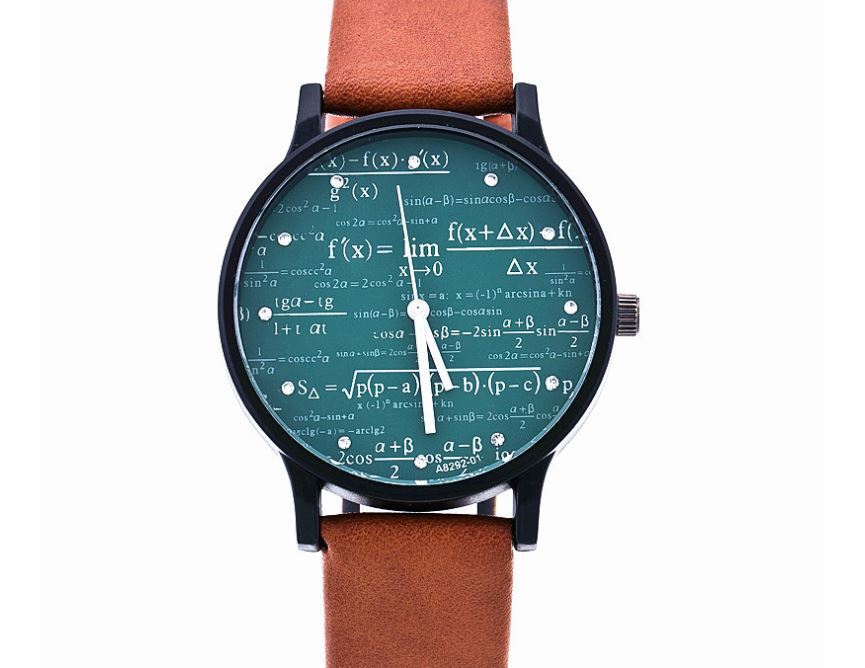Modern Novelty Wrist Watches w/Math Equations on Dial & Leather Bands ...
