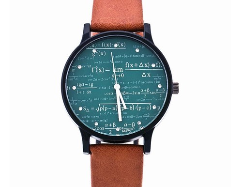 Modern Novelty Wrist Watches w/Math Equations on Dial & Leather Bands ...