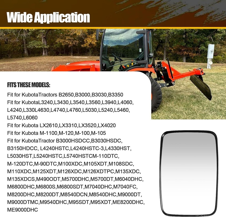 2x Rear View Mirror For Kubota L4240 L4330 L5030 L5240 M110XDC M125XDT ...