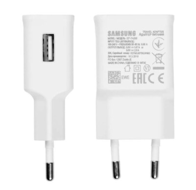 Genuine Samsung EU 2 Pin Charger Adapter Plug EP-TA12EWE Fast Charger 2 ...