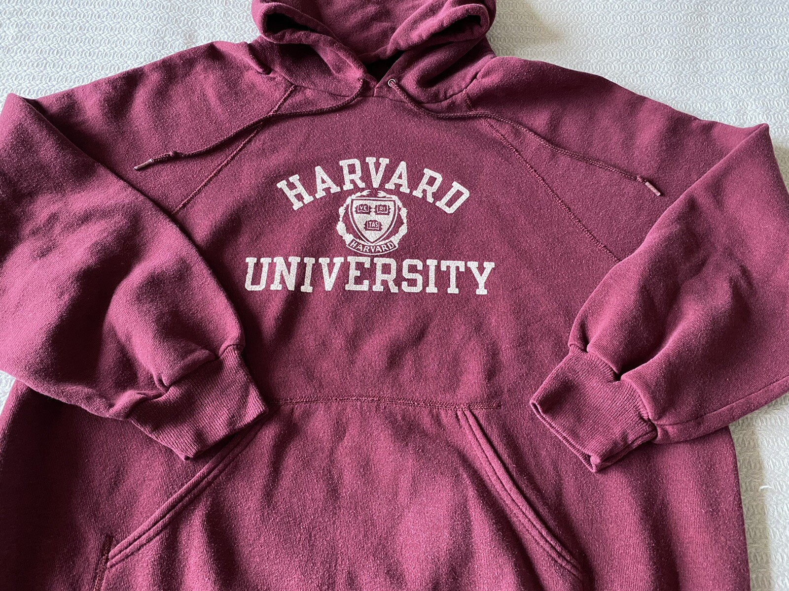 Vintage 80’s Champion Harvard Raglan Hoodie Maroon Me… - Gem