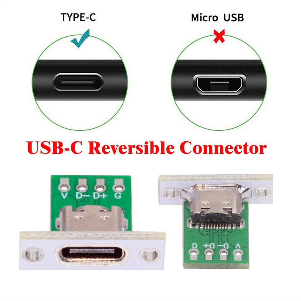 5pcs/set OEM DIY PCB Kit Type C Female Socket Connector Panel Mount ...