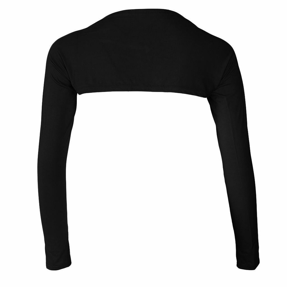 Ramadan Solid Shoulder Open Cropped Stretchy Arm Cover Shrug Tops Black ...