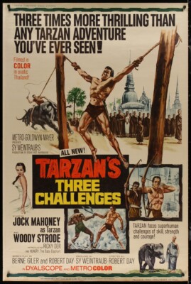 MOVIE POSTER: Tarzan's Three Challenges Original 40" x 60" Poster -1963 ...