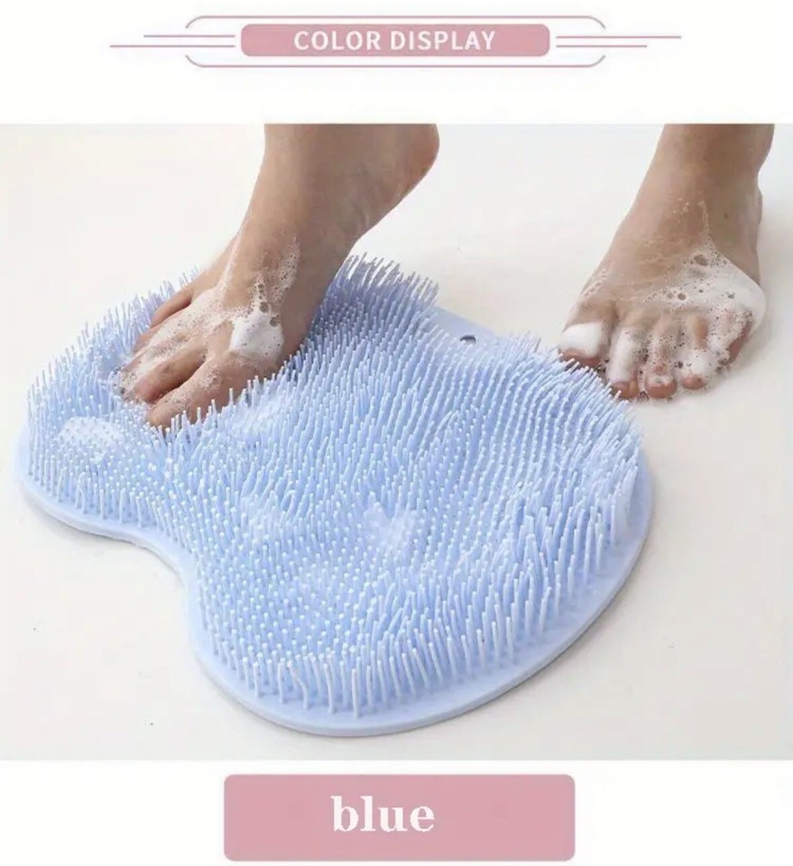 Silicone Shower Foot Scrubber Back Body Brush Massager Pad Mat Bathroom ...