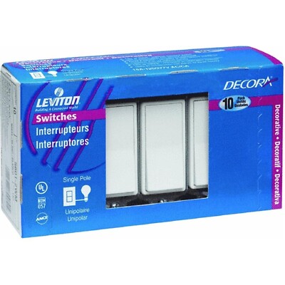 Leviton 5601-2WM 15 Amp, 120/277 Volt, Decora Rocker Single-Pole AC ...