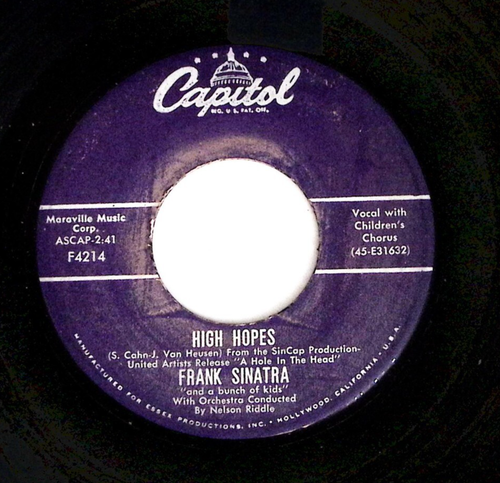 FRANK SINATRA – HIGH HOPES / ALL MY TOMORROWS CAPITOL RECORDS VINYL 45 ...