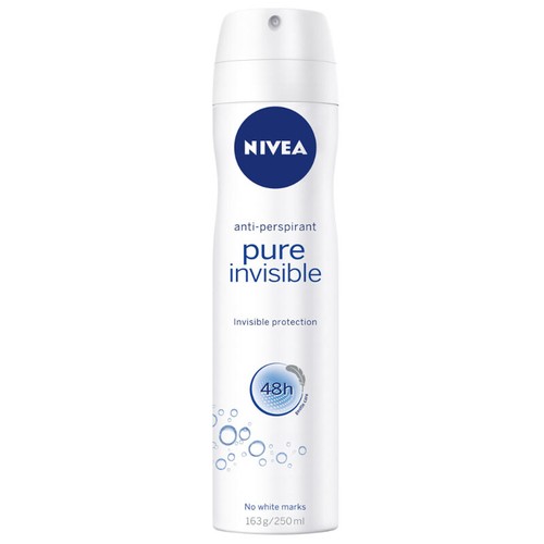 Nivea Pure Invisible Anti Perspirant Aerosol Spray 250mL 48h Protects ...