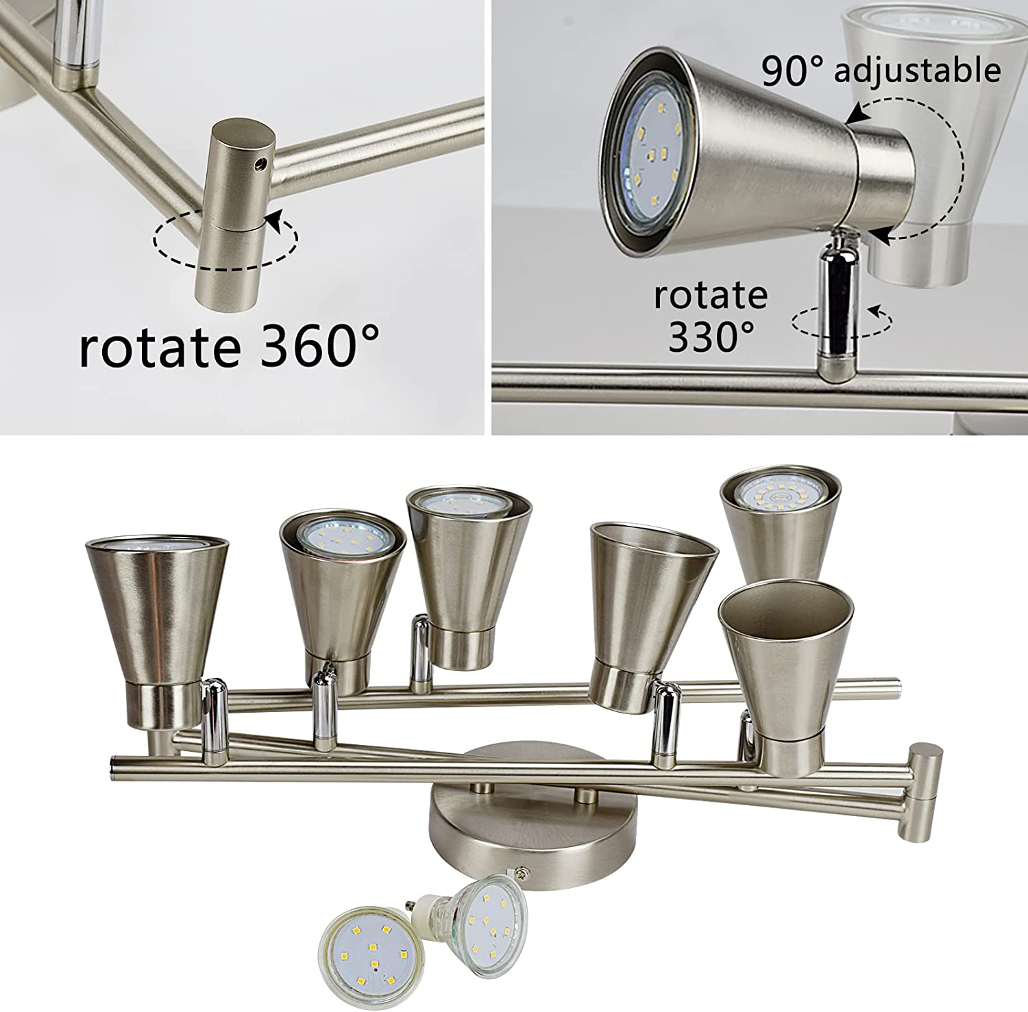 DLLT 6-Light Flexible Track Lighting Rail, Modern Directional Led Spot ...
